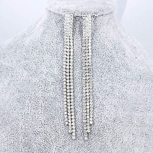 YOQUCOL Boho Tassel Chandelier Earrings Cubic Zirconia Crystal Long Drop Dangle Chain Bohemian Earrings for Women