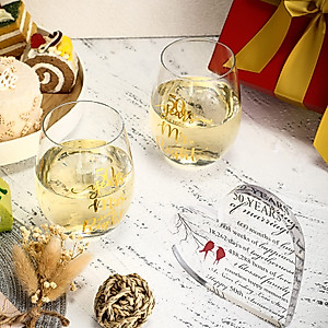 3 Pcs 50th Marriage Gifts Set Happy Anniversary Wine Glass Wedding Anniversary Crystal Heart Marriage Keepsake Couples Gifts for Mom Dad Husband Wife 50th Wedding Birthday Anniversary Party Supplies