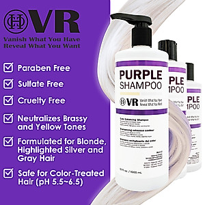 COCO-HONEY Purple Shampoo for Blonde Lightening Color Treated Hair Silver and Gray Highlighted Hair/Paraben Free/Cruelty Free/Sulfate Free/Safe for Color-Treated Hair 8 oz