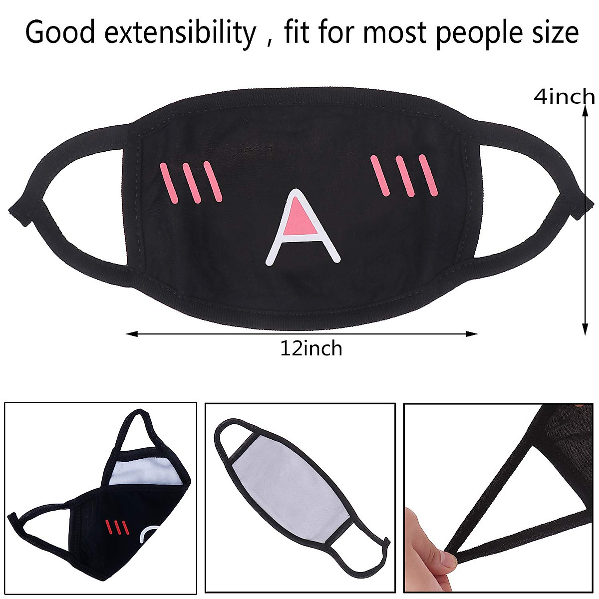 24pcs (Style) Mouth Mask Kawaii Cotton Cartoon Mouth Mask, 2 Colors