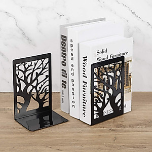 Jekkis Book Ends for Shelves, Decorative Book Shelf Holder, Black 2 Pairs, Non Skid Book Stoppers