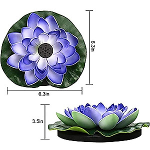 Lotus Solar Bird Bath Fountain,Free Standing Solar Fountain Pump Floating Solar Water Fountain with 4 Nozzles,Outdoor Garden Solar Pond Pump for Fish Tank Aquarium Water Features-Purple lotus 16cm(6.3