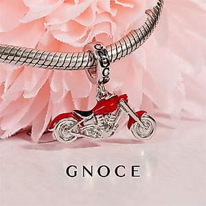 GNOCE Motorcycle Pendant Charm Sterling Silver Dangle Charm For Bracelet/Necklace For Women
