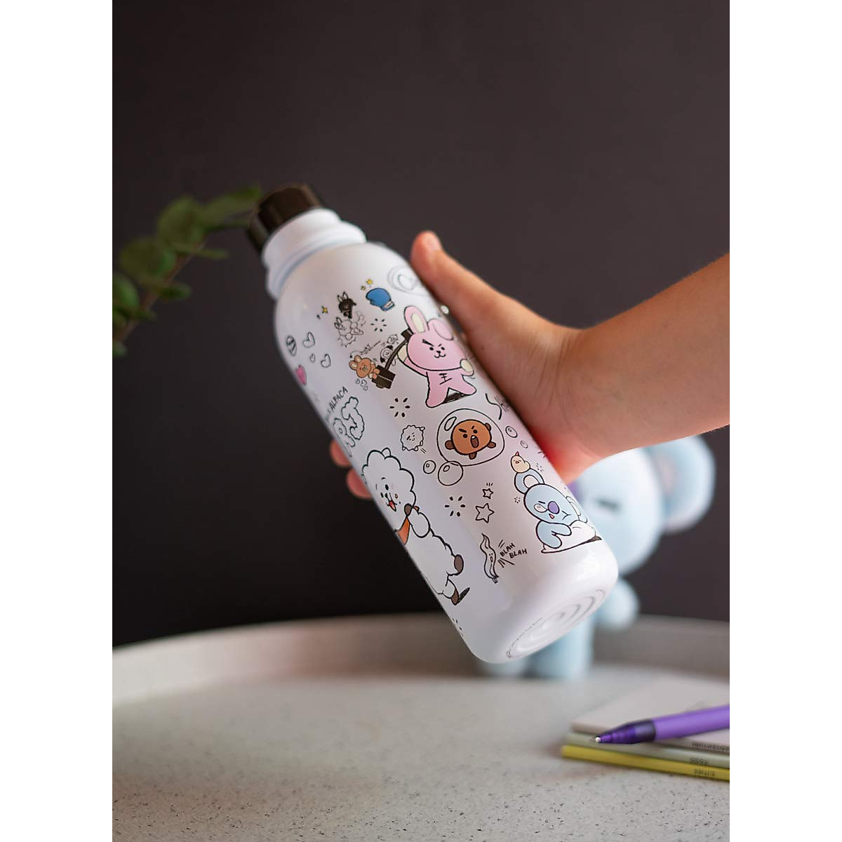 Official Kawaii Water Bottle 500ml Merchandise / 17OZ, Stainless Steel, Vacuum Insulated Water Bottle, Double Wall Reusable Water Bottle With Carabiner, BPA Free - Kawaii Stuff