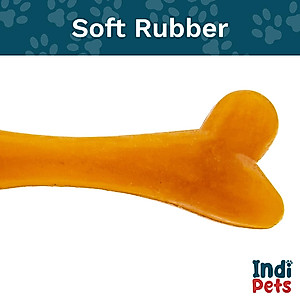 INDIPETS Bone Fetch & Chew Toy for X-Large Dogs: Durable, Safe, Plant-Derived Toy Made with 100% Natural Rubber | X-Large, Natural (PN: 60009)