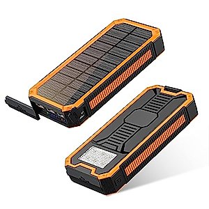 Power-Bank-Solar-Charger - 30000mAh Solar Power Bank, PD 20W Fast Charger,Drop-Proof Waterproof Dustproof Built-in LED Flashlight for iPhone, Tablet, Samsung and More USB Device(Orange)