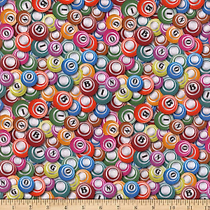 Mook Fabrics Bingo Balls Multi, Fabric by The Yard