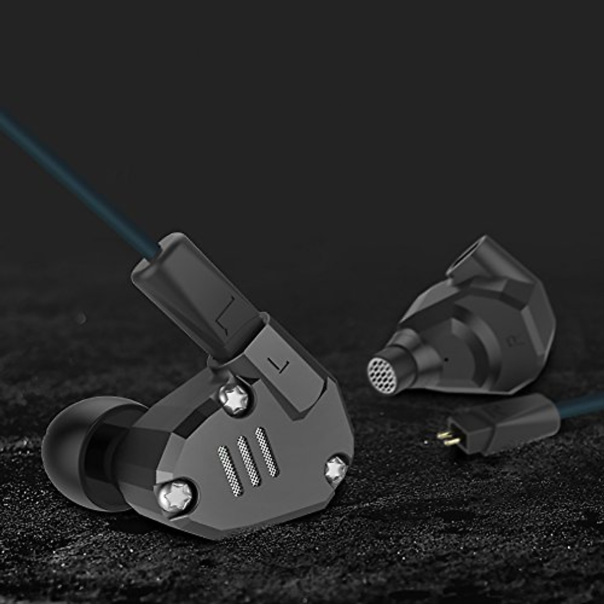 Quad Driver Headphones,ERJIGO KZ ZS6 High Fidelity Extra Bass Earbuds Without Microphone,with Detachable Cable (with Mic, Black)