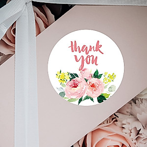 Pink Flower Thank You Stickers, 2 inch 50PCS Self-Adhesive Thank You Labels Great for Wedding, Small Business, Bakeries, Handmade Goods, Birthday Party Favors Labels & Mailing Supplies.