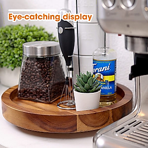 RABAHA 13" Acacia Lazy Susan Organizer for Table - Wooden Lazy Susan Organizer for Cabinet - Kitchen Turntable Storage Food Bins Container for Pantry, Counter top (Acacia Wood )