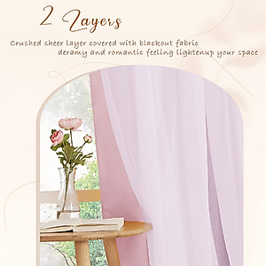 PONY DANCE Nursery Curtains Pink - Curtains for Bedroom Decor Aesthetic Cute Double Layer with Sheer Overlay Windows Covering, 52 x 84 inches, Light Pink, 2 Panels