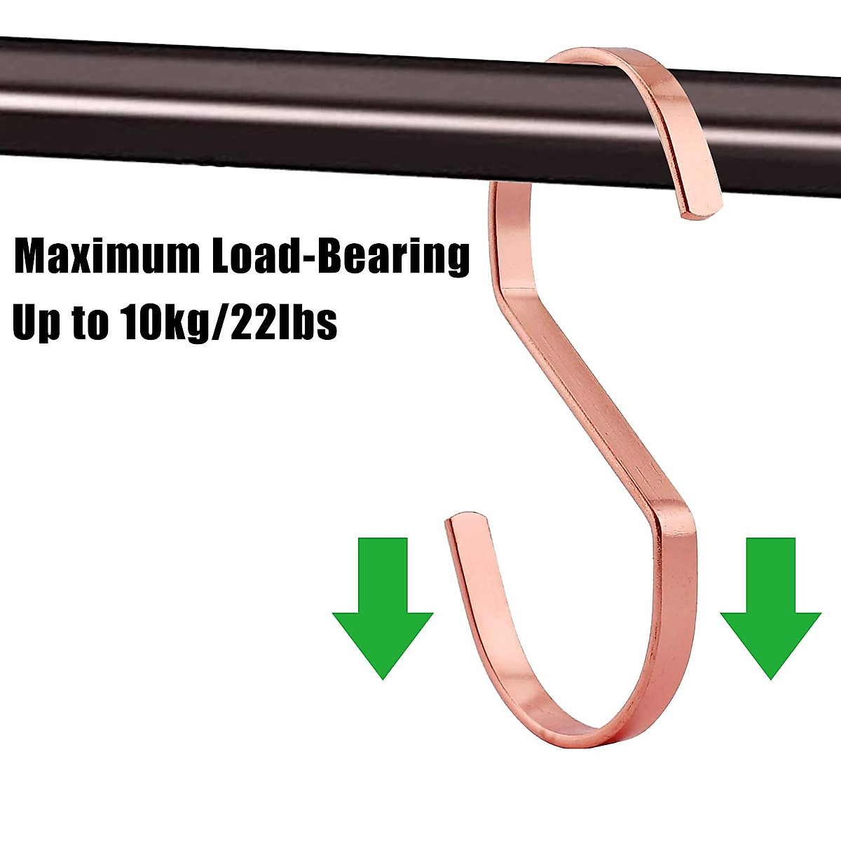 METLUCK 16-Pack 4 Inch Flat S Shape Hooks Heavy-Duty Chrome Finish Hanging S Hooks for Kitchenware, Pots, Utensils, Plants, Towels, Gardening Tools, Clothes (Rose Gold)