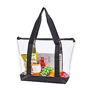 Large Clear Tote Bag, Fashion PVC Shoulder Handbag for Women, Clear Stadium Bag for Security Travel,Shopping,Sports and Work