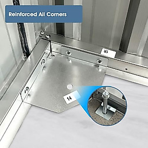 Outdoor Storage Shed, 8' X 6' Galvanized Steel Garden Shed with 4 Vents & Double Sliding Door, Utility Tool Shed Storage House for Backyard, Patio, Lawn