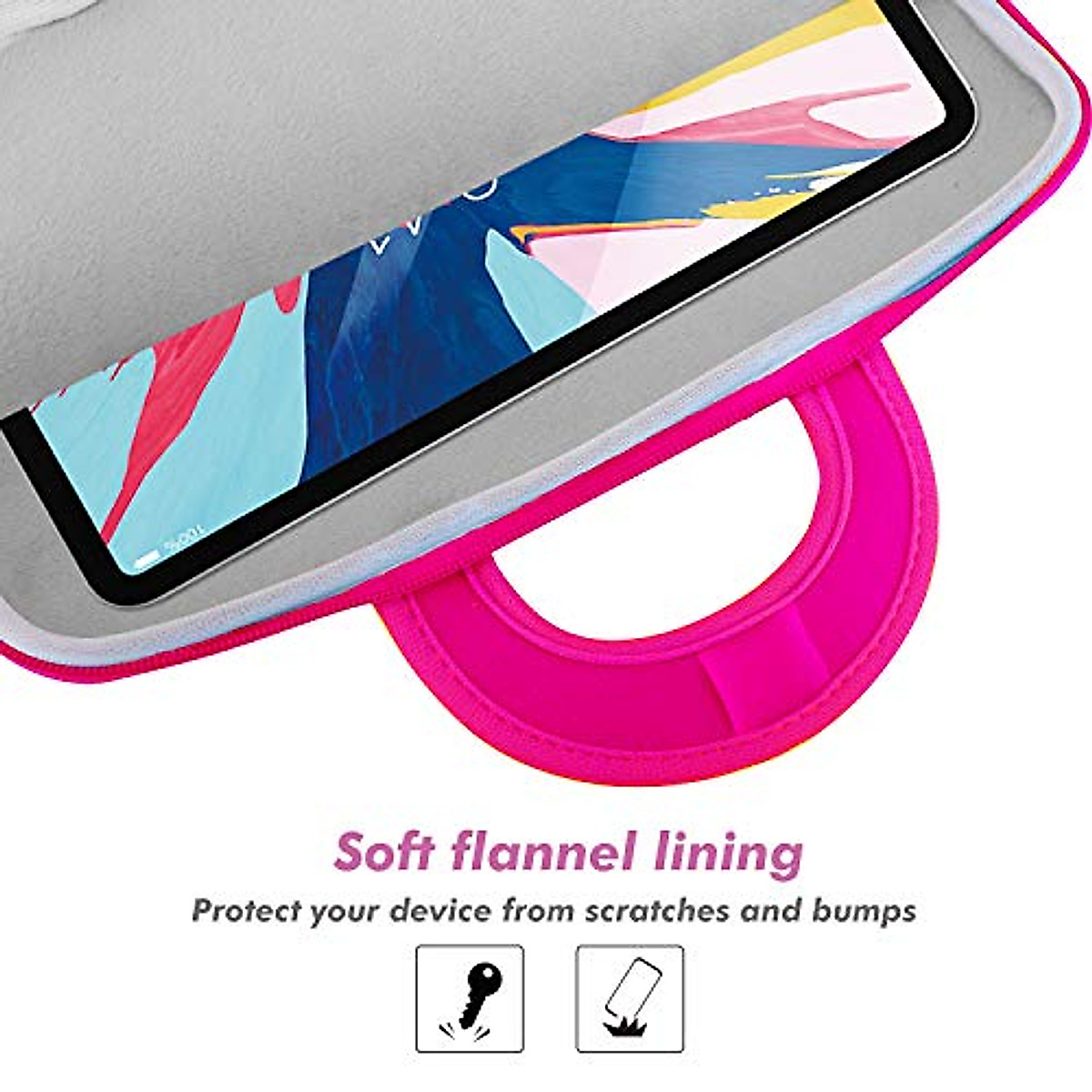 MoKo 8-10.1 Inch Kids Tablet Sleeve, Neoprene Zipper Carrying Case Bag Fits iPad Pro 11", iPad 10.2, Tablet with Accessory Pocket - Magenta