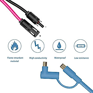 KarlKers Solar Panel Connector to DC 8mm Adapter Cable, Waterproof 8mm DC Connector with DC8020 Converter, Solar Connector to DC8mm for Solar Generator Portable Power Station 12AWG Heavy Duty Wire