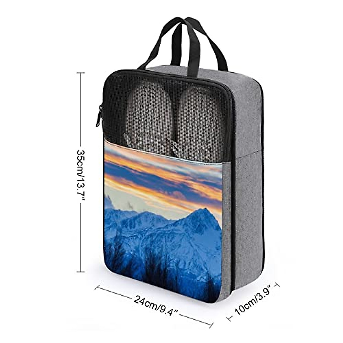 Frcavbin Alaska Mountain Sunset Travel Shoe Bag Shoes Carrier with Handle and Zipper Foldable Shoe Puches Organizer for Home storage School starts
