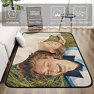 lenanasu Custom Rug Personalized Area Carpet with Logo Image Text Photo, Non-Slip Machine Washable Decorative Low Pile Indoor Mat for Bedroom, Living Room, Kids Room, Entry (31 x 20 in)