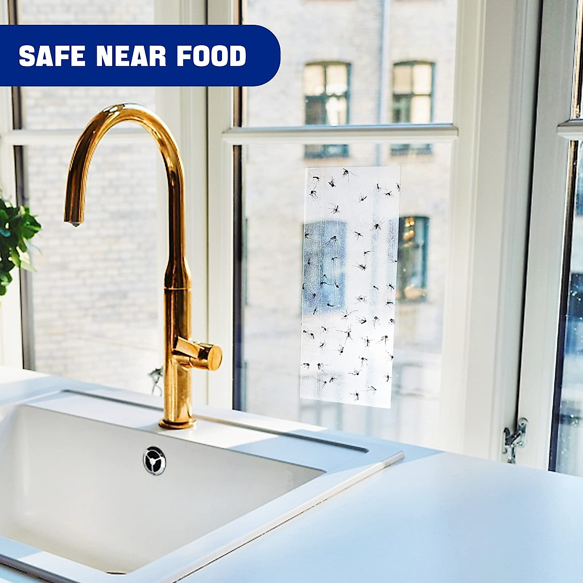 100 Count Window Fly Traps, Window Sticky Traps for Indoors, Clear Window Strip, Fly Catcher Trap for Home Houseflies, No Residue Fruit Fly Sticky Traps