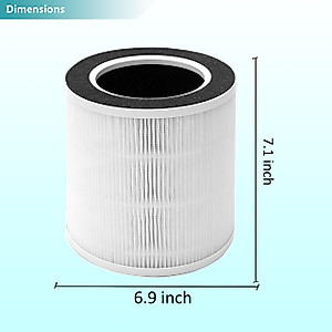 Lhari VK-6067B Filter Compatible with Vremi Air Purifier and HOKEKI VK-6067B Air Purifier, 3-in-1 H13 Grade True HEPA Filter, 2-Pack