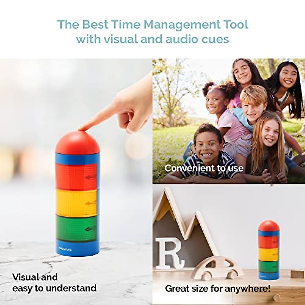 Kadams Visual Timer for Kids with Audio Alarm - Traffic Light Alarm for Kids, Teachers, Classroom, Home, Time Management Tool with Light Timer, 24hr Countdown, Pause Function, Auto Timer - Blue