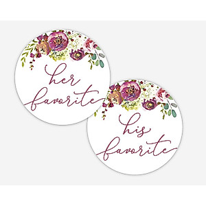 His and Her Favorite Wedding Stickers, Floral Bridal Shower Event Favor Labels (#379-034-WH-ROSY)