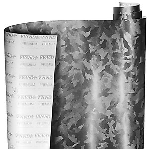 VViViD+ Stealth Medium Pattern Camouflage Vinyl Wrap Roll (1ft x 5ft, Ghost Metal)