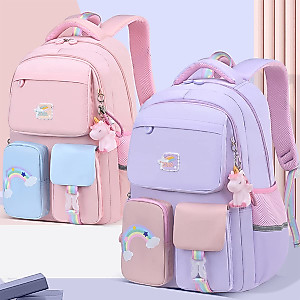Unicorn Girls Backpack Cute Laptop Backpacks Casual Durable Lightweight Travel Bags Waterproof Bookbag For School (purple)