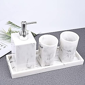 Cabilock 1 Set Bathroom Four Piece Set Dresser Tray White Ceramic Countertop Soap Dispenser Tray Soap Dispenser Organizer Sink Soap Dispenser Holder Soap Liquid Dispenser Nordic Toiletries