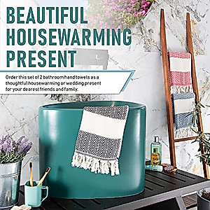 Rumi&Shams | Turkish Hand Towel for Bathroom | 2 pcs Bathroom Hand Towels | 100% Cotton Kitchen Hand Towels | 16x35 Boho Hand Towels | Black Hand Towels for Bathroom | Oeko-Tex Certified