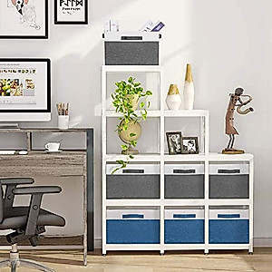 GhvyenntteS Storage Bins (6-Pack) Large Closet Storage Bins with Lid and 3 Handles, Sturdy Fabric Cube Storage Boxes with Label Window for Home Bedroom Office (Blue, 15" x 11" x 9.6")