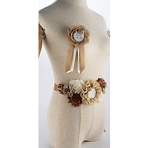 QuaComent Mommy to Be Sash, Maternity Sash Baby Shower Decorations 3PCS Teddy Baby Shower Decorations for Girl - Mom to be sash Shower for Boy, Baby Shower Decorations Favors Brown Photo Props Gift