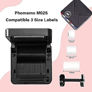 Phomemo M02S Pocket Thermal Printer- Bluetooth Photo Printer with 3 Rolls Transparent White Paper, Compatible with iOS + Android for Plan Journal, Study Notes, Art Creation, Work, Gift