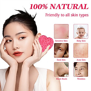 50 Count Facial Sponges - Cellulose Facial Sponges Exfoliating Heart Shape Reusable Compressed Facial Sponges for Facial Cleansing Mask Makeup Removal