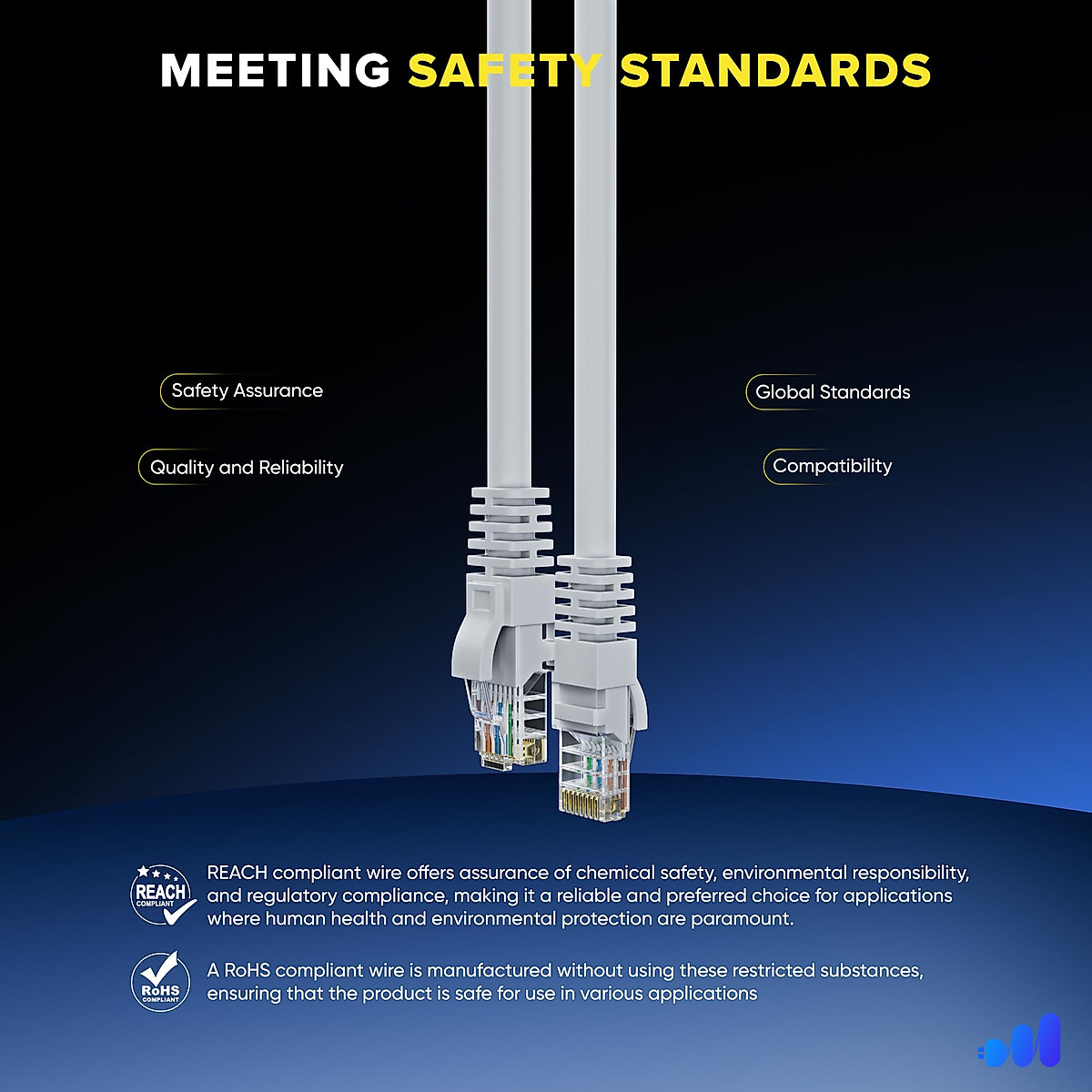 Maximm Cat 6 Ethernet Cable 30 ft - High-Speed LAN Cable, Internet Cable, Patch Cable, and Network Cable - UTP, 10Gbps, 550MHz Ethernet Cord - White