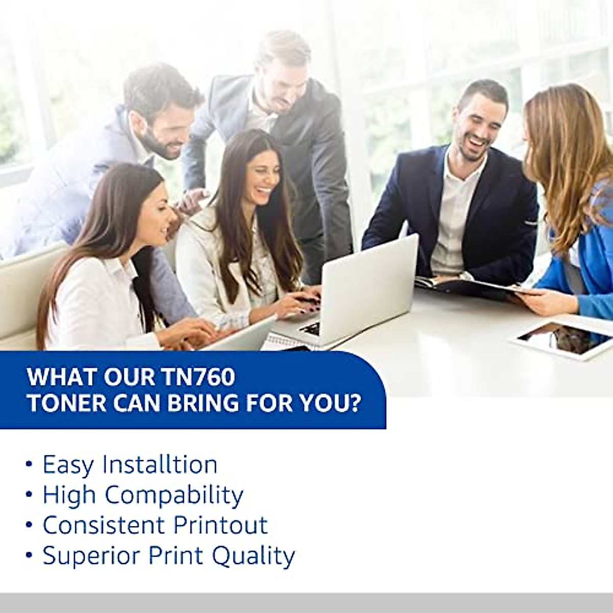 TN760 Toner Cartridge Replacement Compatible for Brother TN760 TN-760 TN 760 730 TN-730 for MFC-L2710DW HL-L2370DW HL-L2395DW HL-L2350DW MFC-L2750DW DCP-L2550DW Printer (Black, 2-Pack)