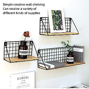 DDXY Floating Shelves Wall Mounted Rustic Wood Storage Set,Wall Shelf Hanging Brackets for Living Room, Office, Bedroom, Bathroom(3-Pack)