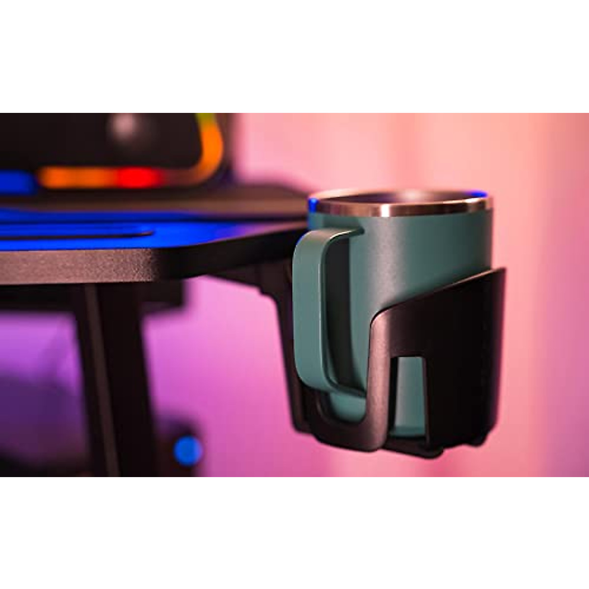 EUREKA ERGONOMIC Gaming Desk with Led Lights, 72" Large Wing-Shaped Studio Desk W Keyboard Tray Monitor Stand Dual Headphone Hanger Cup Holder for Live, Streamer