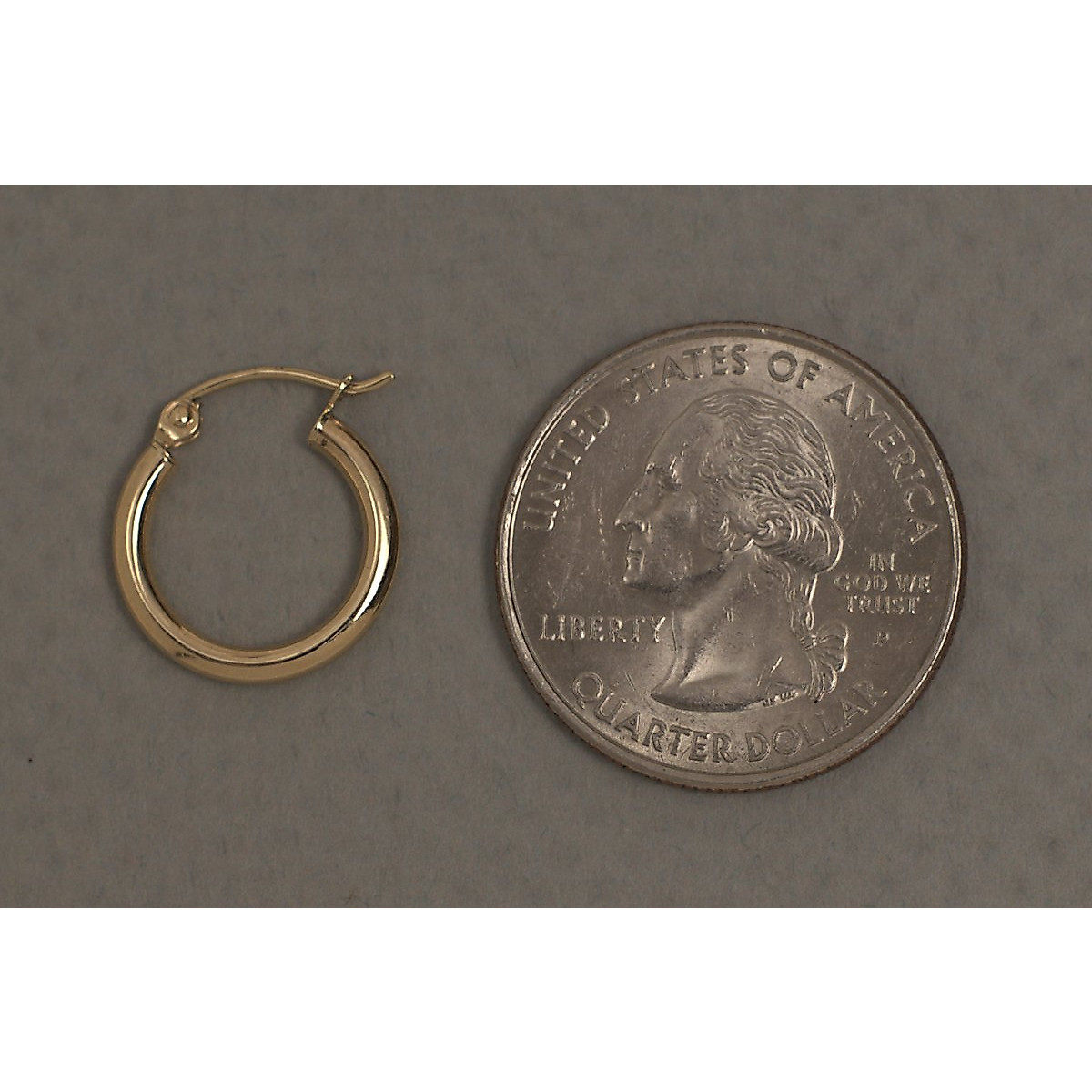 14K Yellow Gold Tube Hoop Earrings with Click-Down Clasp, 2mm Tube (15mm)