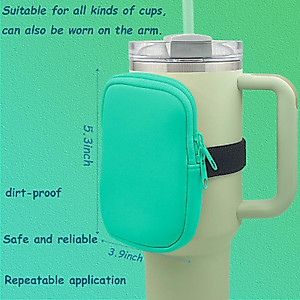 Kriklar Water Bottle Pouch for Stanley Quencher Adventure 40oz & Stanley IceFlow 20oz 30oz, Stanley Cup Bag for Women Stanley Tumbler Pocket for Gym, Walking, Running, Sports Accessories (Green)