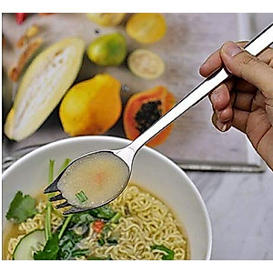 COMIART Stainless Steel Sporks, 6.1 Inch Fork Spoon 2 in 1 for Elderly Household Use Camping Travel Hiking Party, Flatware for Spaghetti Salad Fruit Appetizer Ice Cream Dessert, Pack of 4