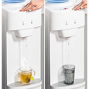 GE Top-Loading Hot and Cold Water Dispenser | 5 Gallon Water Cooler for Home or Office | 2 Temperature Settings | Taller 13" Dispenser Height | Freestanding with Child Safety Lock | White