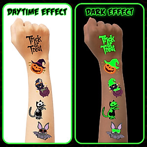 ArtCreativity Individual Halloween Glow in the Dark Temporary Tattoos, Set of 144-2 Inch, Temporary Tats for Kids in 12 Spooky Designs, Halloween Party Favors for Kids, Trick or Treat gift