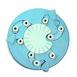 WAKAIP Dog Puzzle Toys Slow Food Plate Dog Feeding Dispensing Bowl Increase IQ Interactive Dog Training Games Feeder Dog Accessories (Color : 7 Hole Blue)