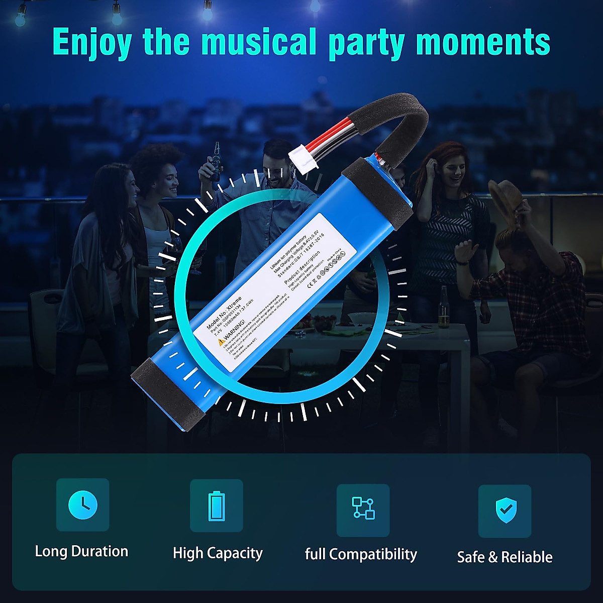 oliadeo Replacement Battery for JBL Xtreme 10000mAh: GSP0931134 Extreme Xtreme1 Bluetooth Speaker High Capacity Battery JBLXTREME with Tools 7.4V