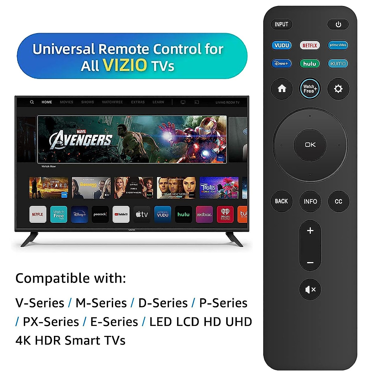 Universal Remote Control XRT260 for All VIZIO Smart TV Smartcast D-Series M-Series P-Series V-Series XRT140 XRT136 Remote Replacement (No Voice Function)