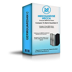 True HEPA Filter 2 HEPA Filters and 6 Carbon Filters Compatible with GermGuardian FLT5000 Models AC5250PT, AC5300B, AC5350W, AC5350B, AP2800CA, BXAP250 and Lowe's Idylis IAP-GG-125