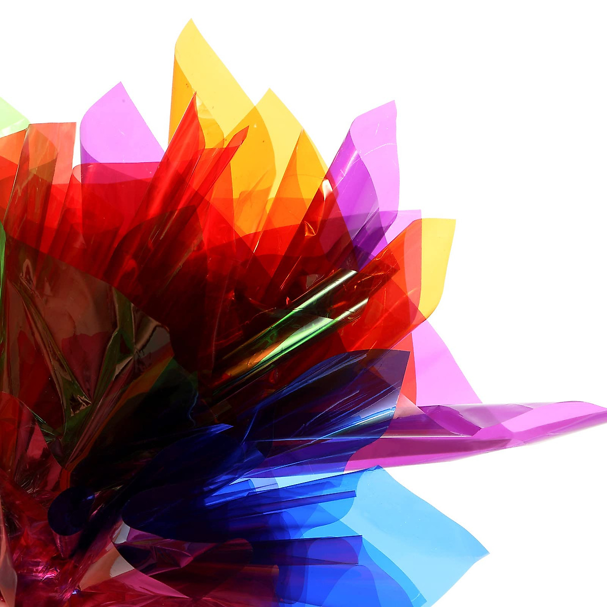 Tallew 16 Pcs 28 x 40 Inch Cellophane Sheets Cello Wraps Colored Cellophane Paper Transparent Colored Gift Wrap Cellophane with 240 Pcs Metallic Twist Ties, for DIY Arts Crafts Gifts Wrapping