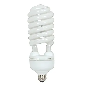 Satco S7339 55 Watt (250 Watt) 3700 Lumens Hi-Pro Spiral CFL Daylight White 5000K Medium Base 120 Volt Light Bulb, White