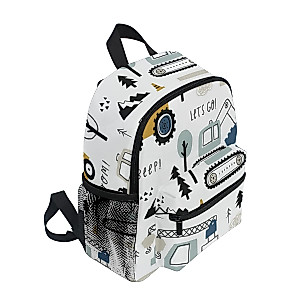 Aflyko Kids Backpack Construction Truck Cargo Tractor Daycare Bookbag Kindergarten Daypack Toddler Travel Girls Boys Waterproof Preschool Bag 10" × 4" × 12"